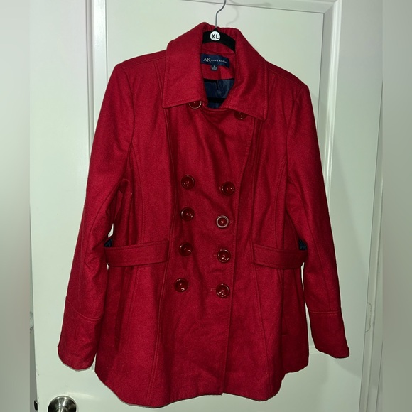 Anne Klein | Jackets & Coats | Euc Anne Klein Vibrant Red Pea Coat Size ...